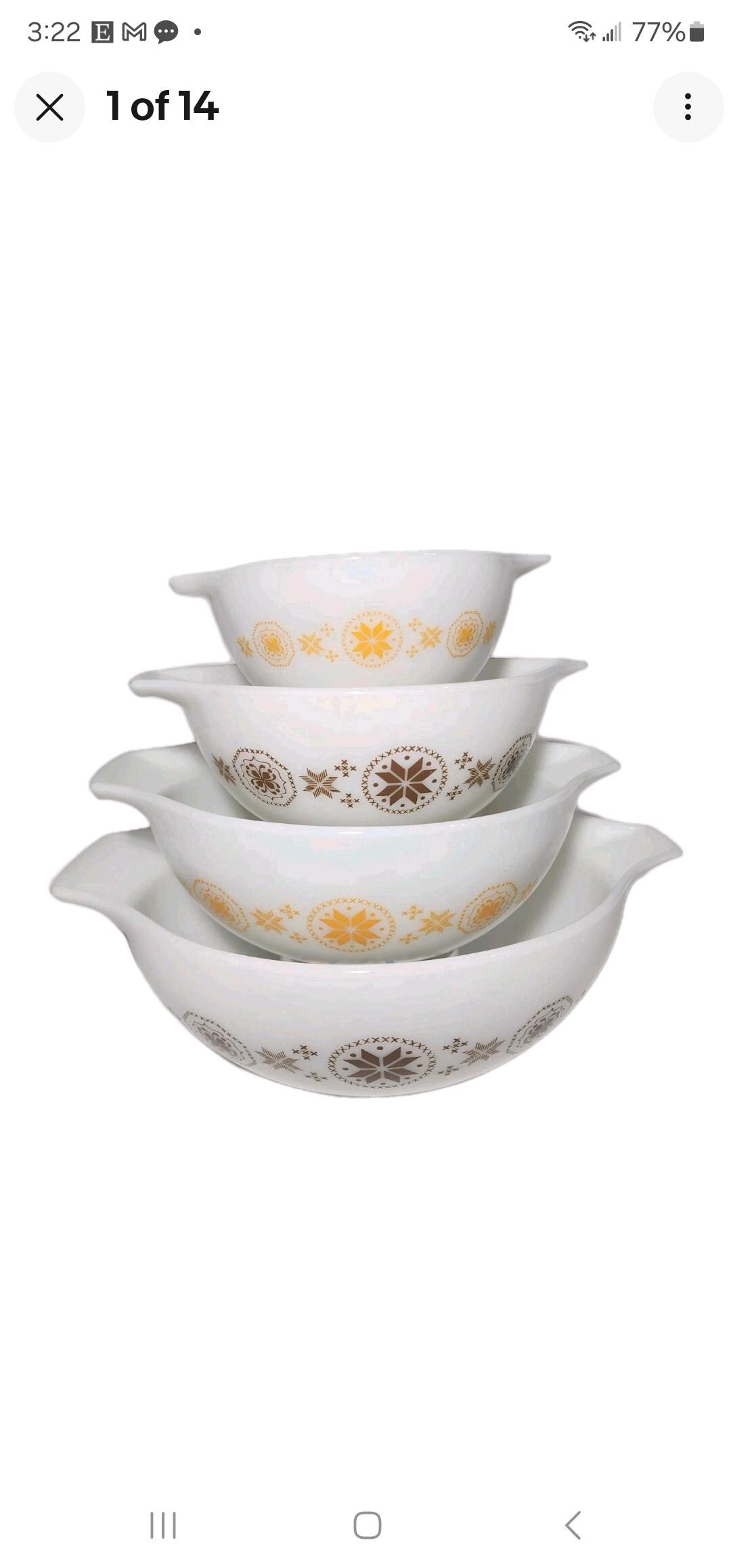 4 Pc Pyrex Town and Country Cinderella Mixing Bowl Bowls Set Nesting ...