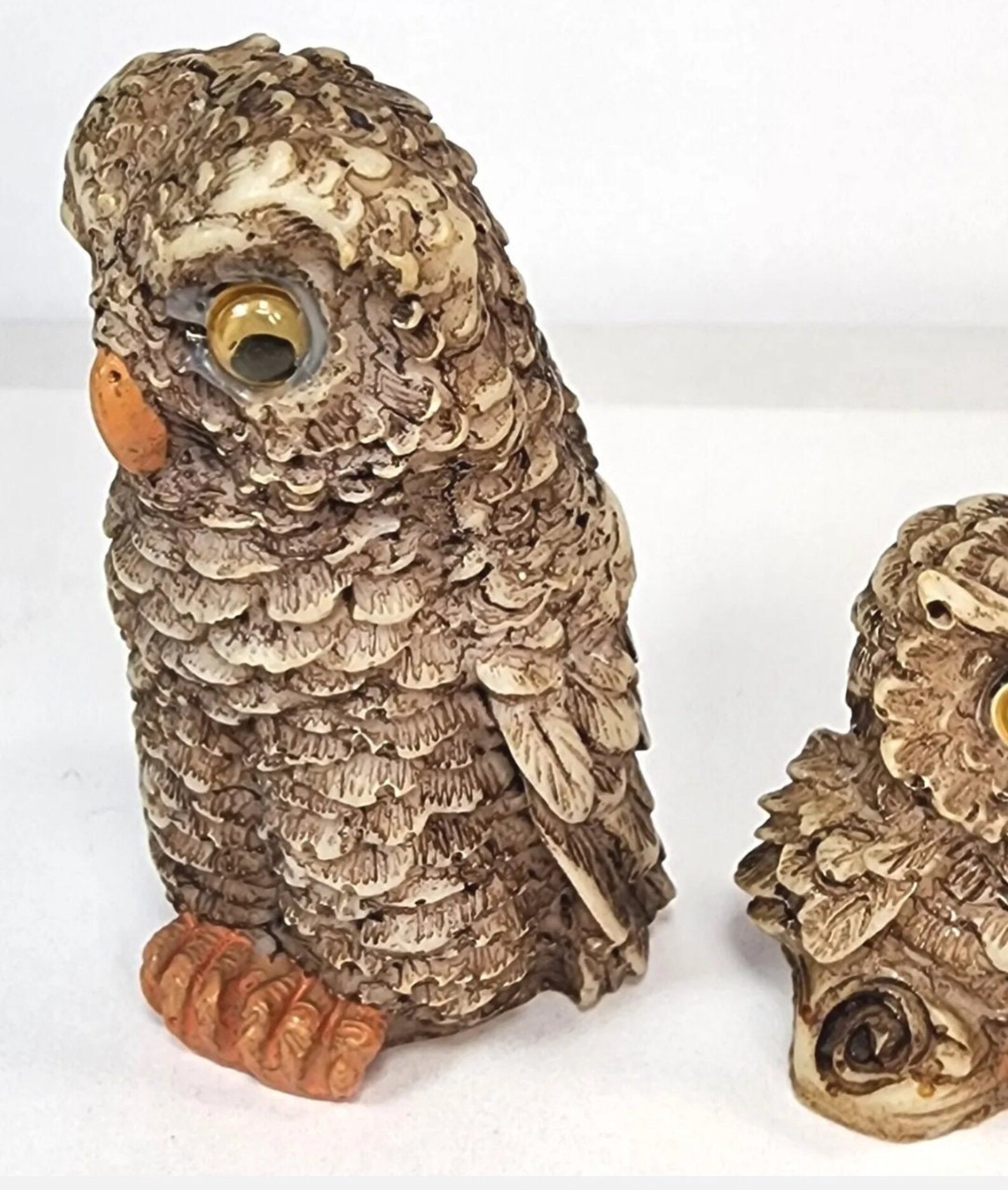 Vintage 3 Owls Moving Googly Eyes Carved Style Design Miniatures ...