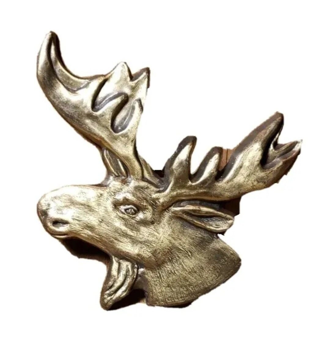 Vintage MOOSE Head BELT BUCKLE Brass Collectible 3D Alaska Hunting 4047 ...