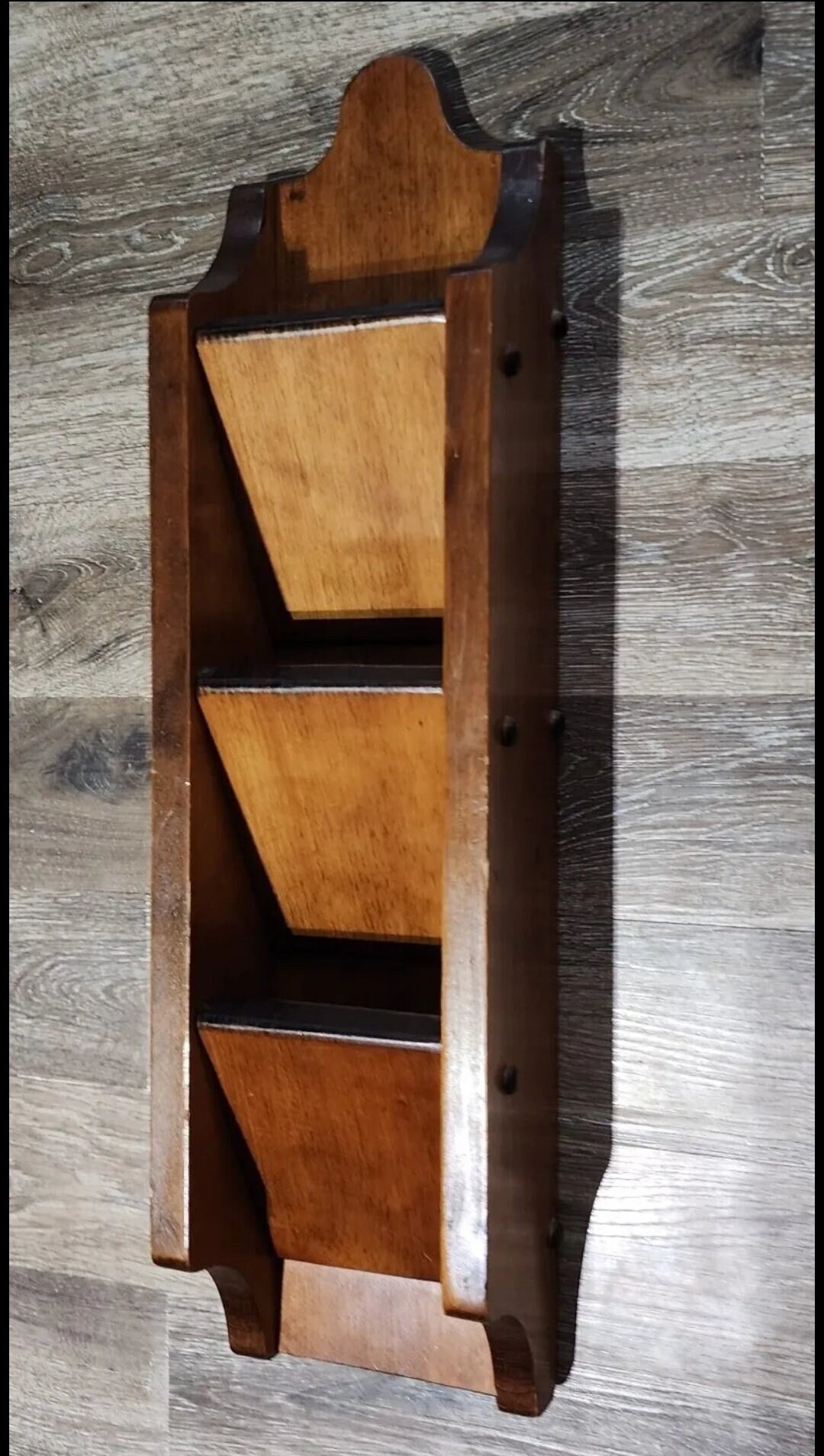 Vintage Heavy Solid Wood Mail Letter Holder 3 Tier Slots Hand Made ...