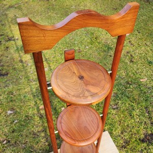 Vtg 38" Pie Plant Stand Hand Made Crafted Solid Wood 3 Tier Display ...