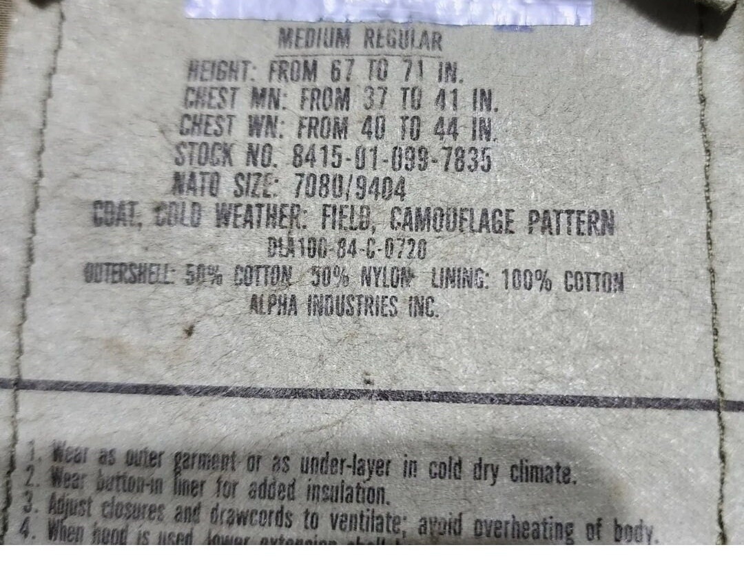 US Military Issue Vintage 1989 M65 Woodland Camo Field Jacket Medium ...