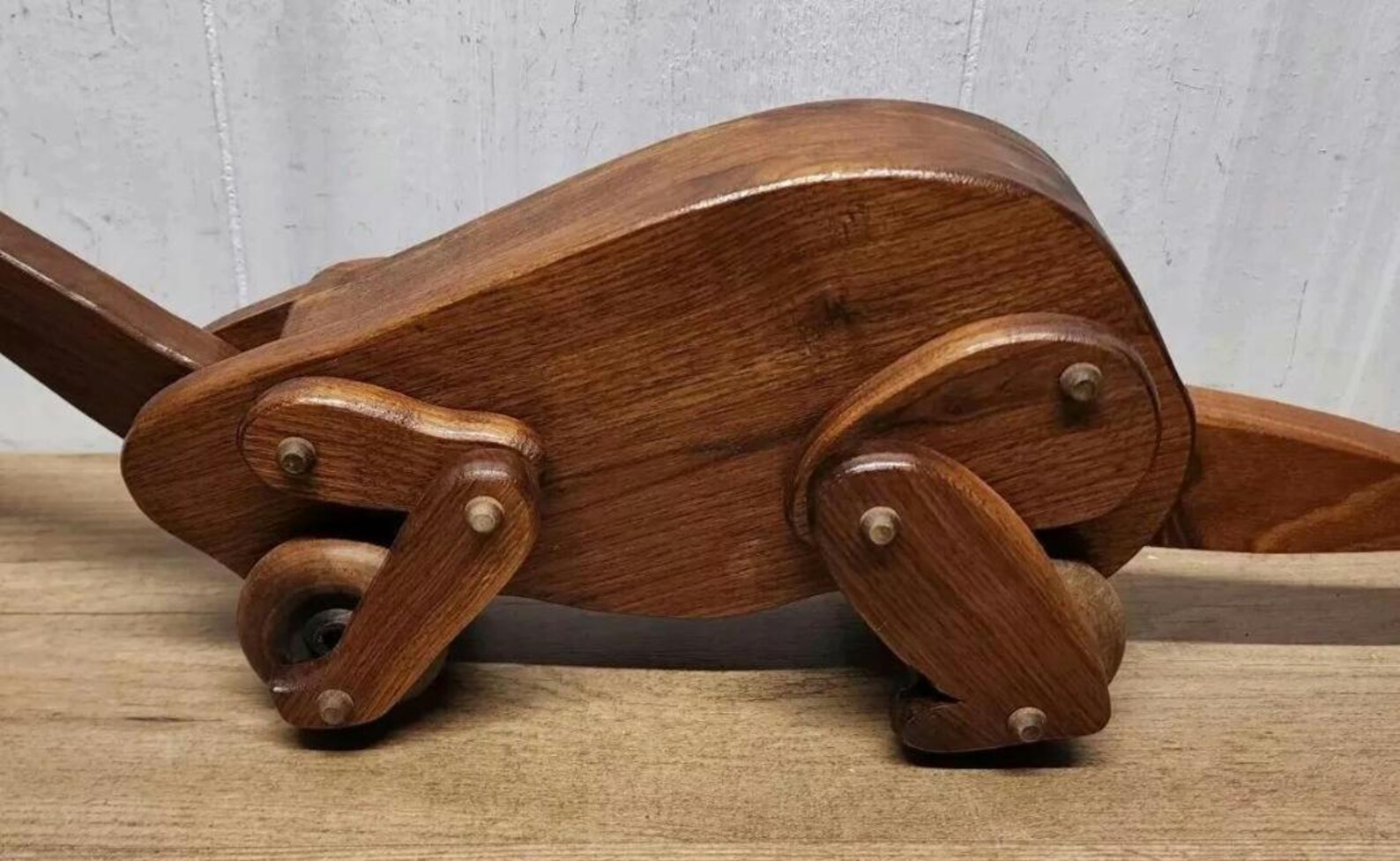 Vtg Wood Dinosaur Moving Moves Walks Wooden Hand Made Crafted Childs ...
