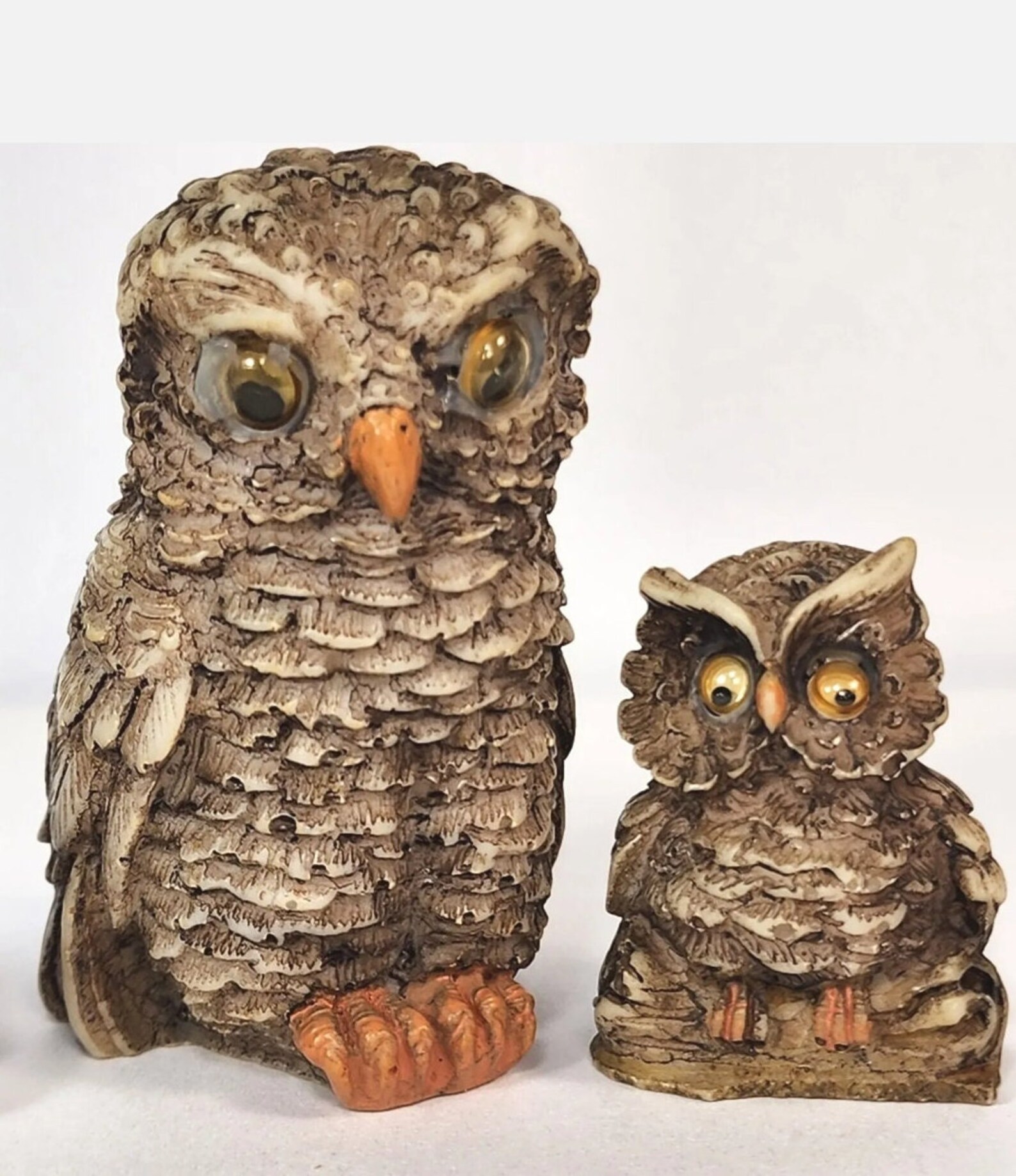Vintage 3 Owls Moving Googly Eyes Carved Style Design Miniatures ...