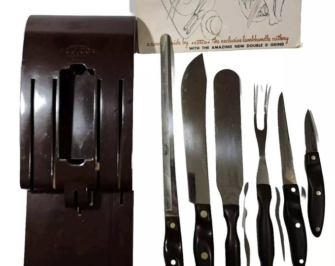 Vtg Cutco 6 Pc Knife Utensil Kitchen Set With Case Wall Mount Holder ...