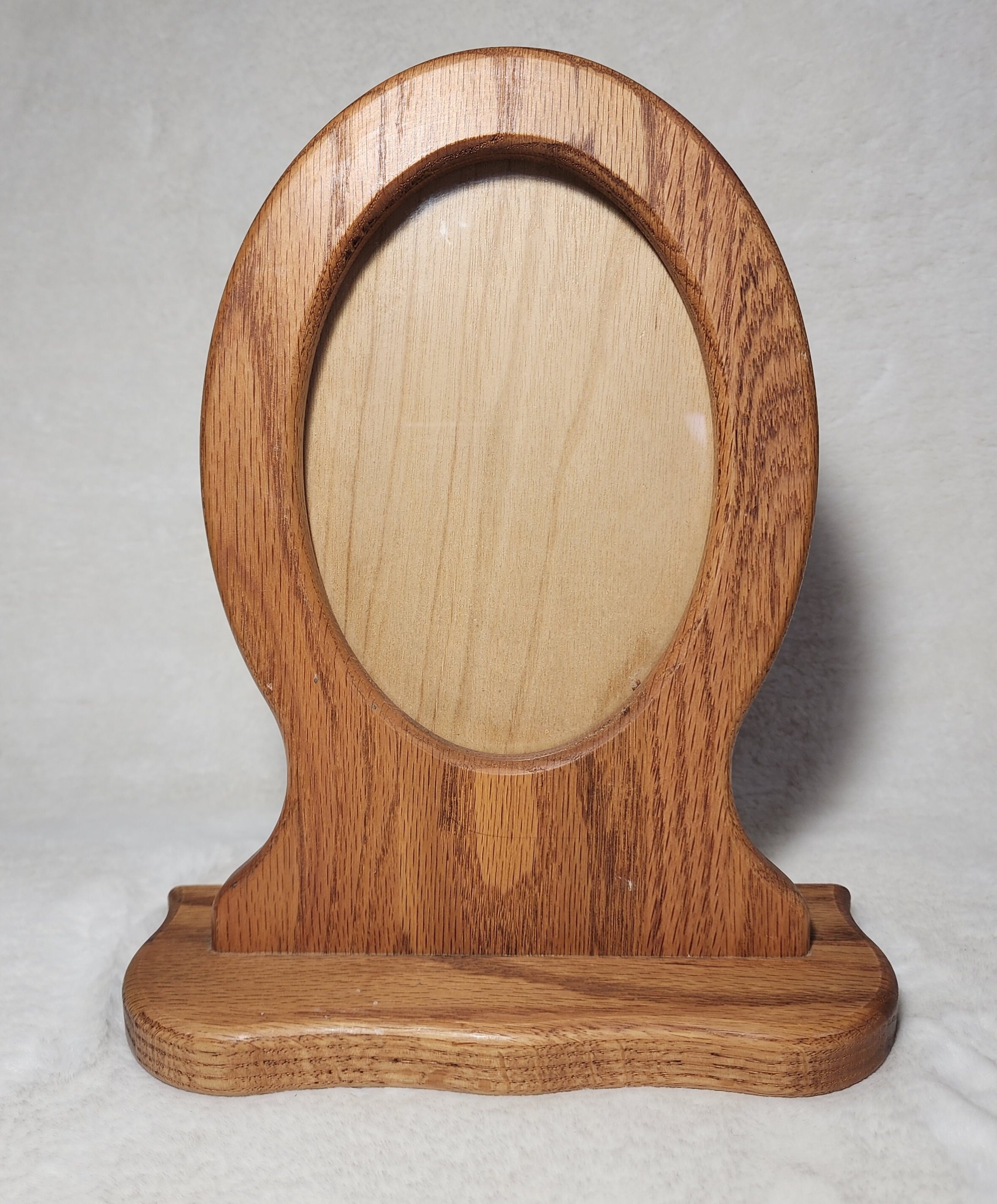 Large Oak Wood Photo Picture Frame Standing Oval Hand Crafted Fits 5 X ...