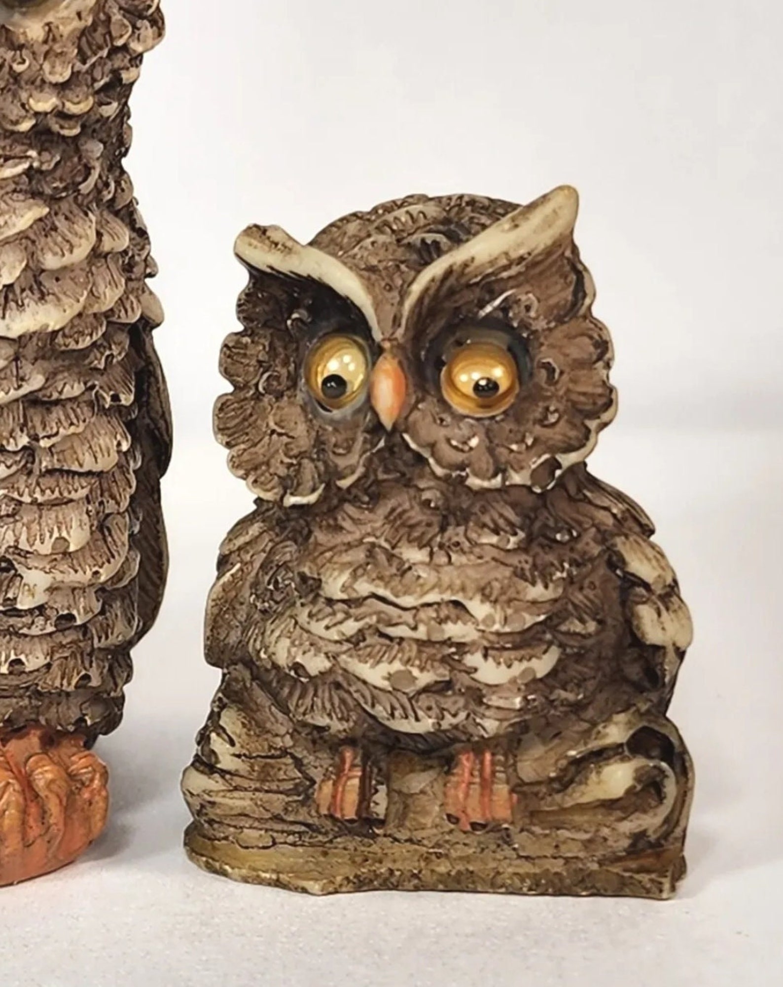 Vintage 3 Owls Moving Googly Eyes Carved Style Design Miniatures ...