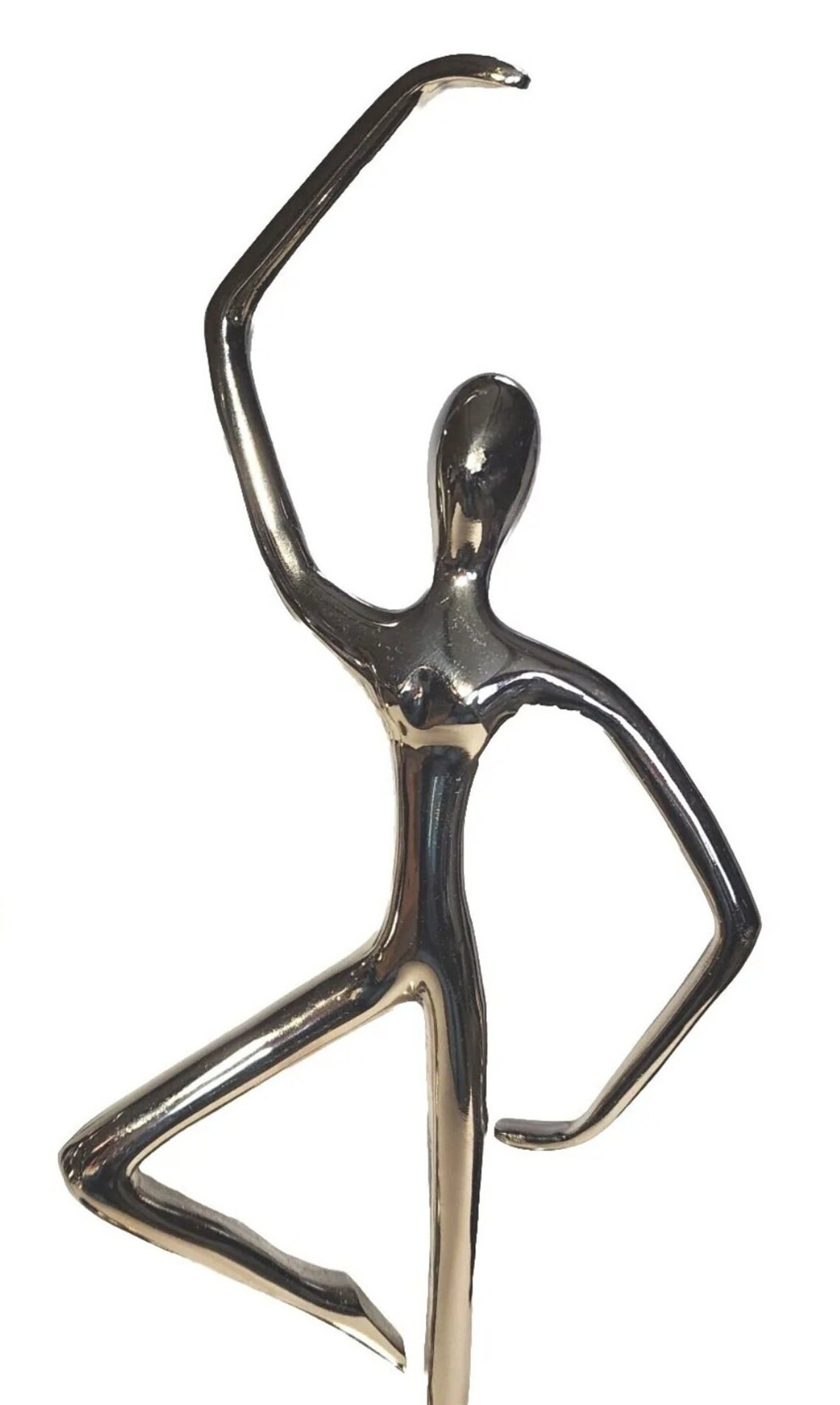 2 Chrome Plated Metal Ballet Dancer Figure Sculptures Modern Art Deco ...