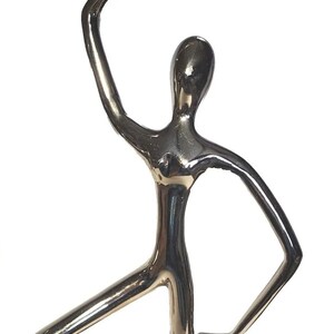 2 Chrome Plated Metal Ballet Dancer Figure Sculptures Modern Art Deco ...