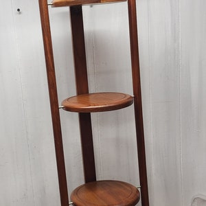 Vtg 38" Pie Plant Stand Hand Made Crafted Solid Wood 3 Tier Display ...