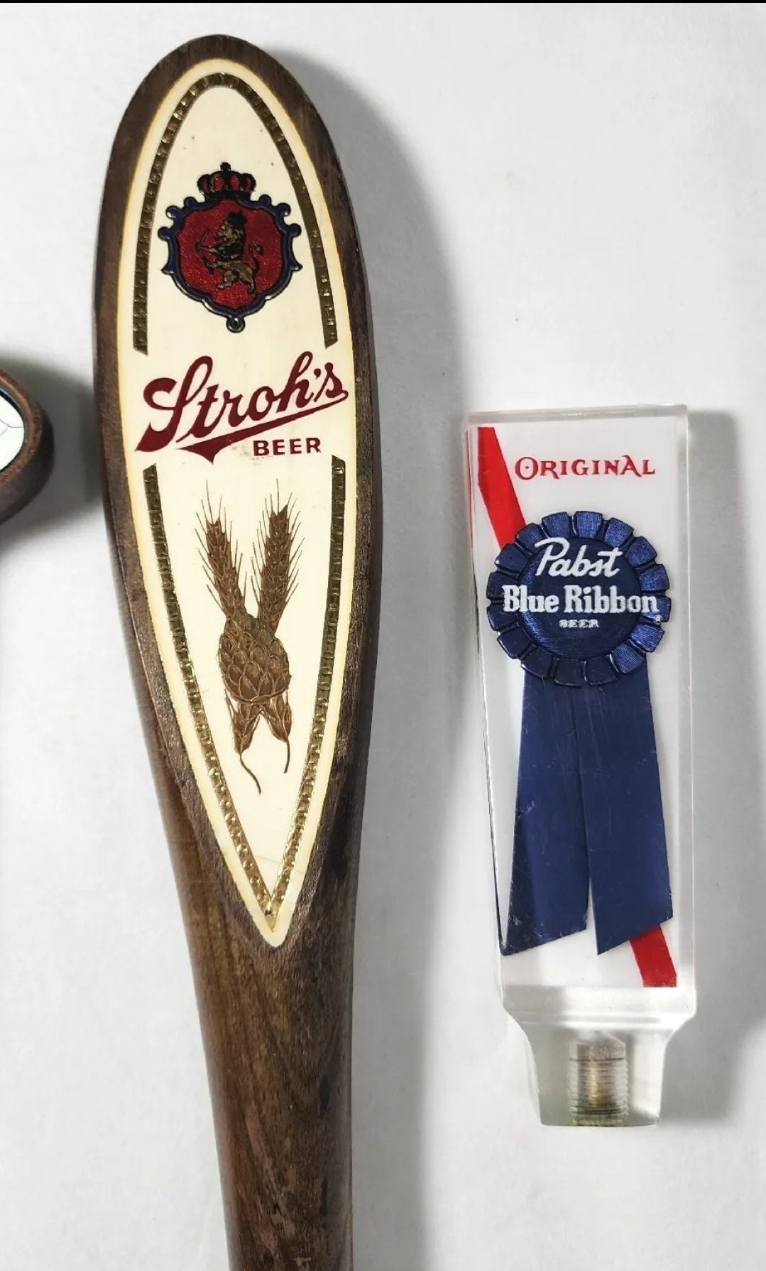 4 Vintage Beer Tap Handles Old Wood Bar Taps Pabst PBR Stroh's GENESEE ...