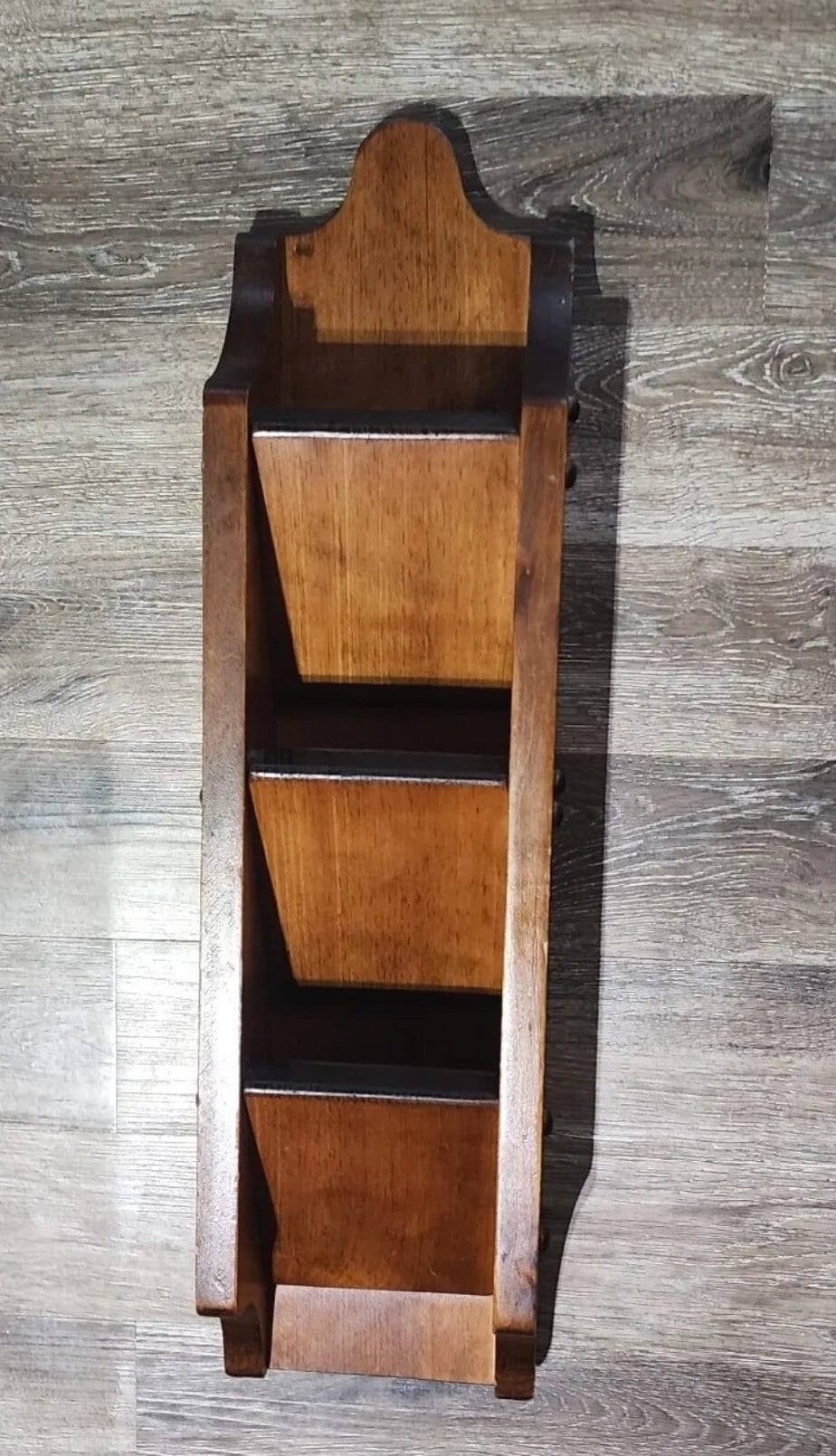 Vintage Heavy Solid Wood Mail Letter Holder 3 Tier Slots Hand Made ...