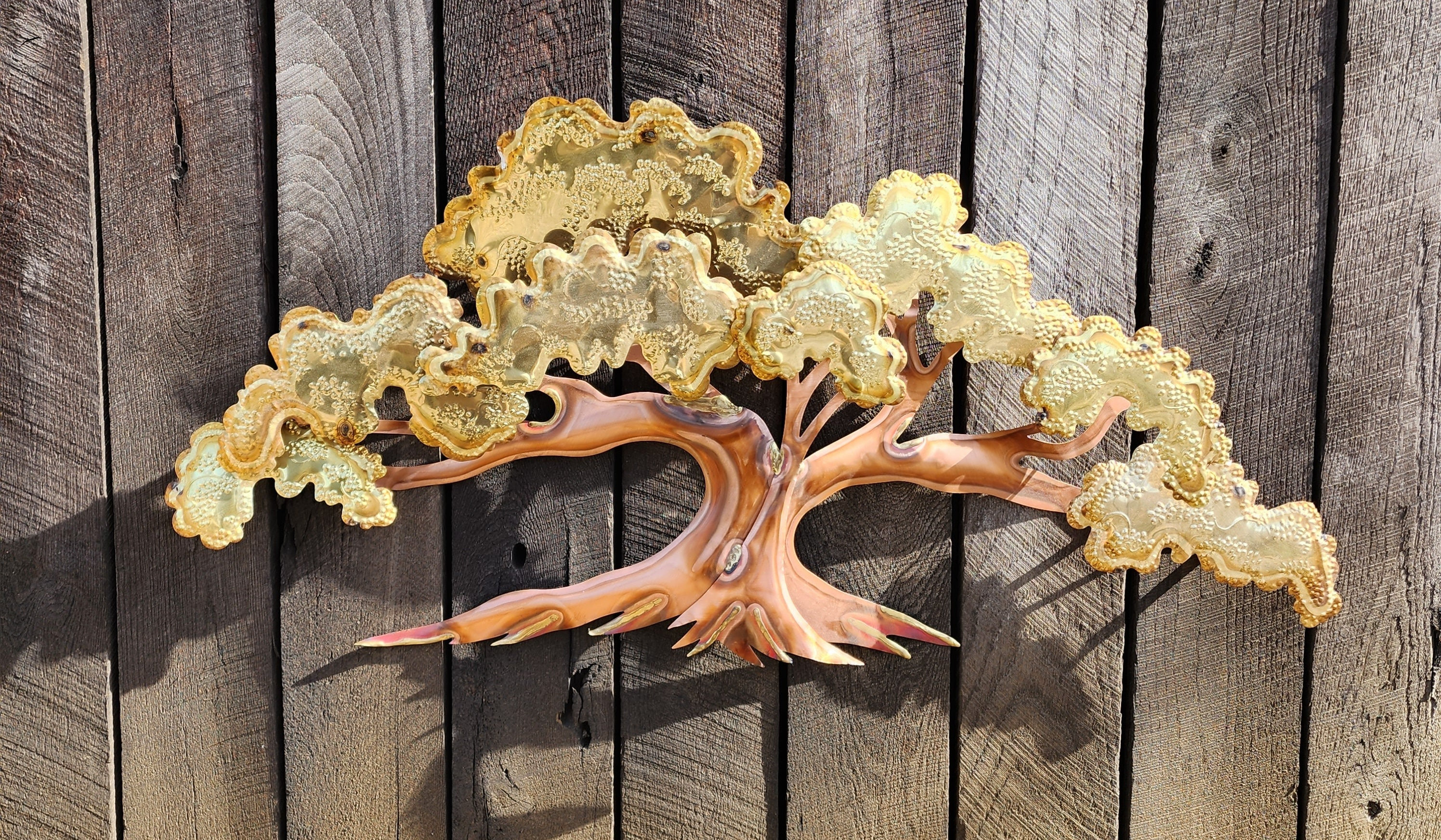 MCM LG 40 X 20 C Jere Brutalist Style Brass Copper Metal Tree Life Wall ...