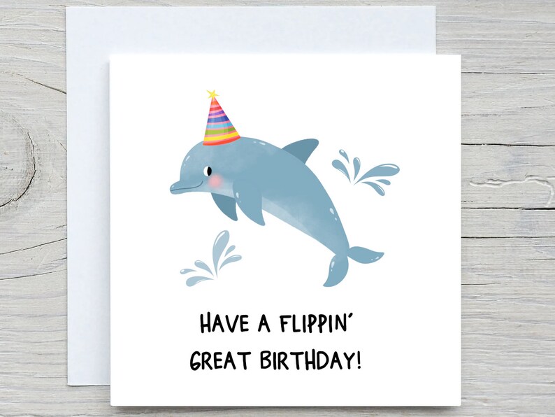 Personalised Birthday Card Cute Card Dolphin Birthday Card - Etsy