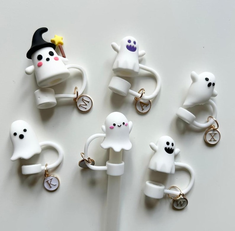 Custom Ghost Straw Topper: Halloween Drink Cover With Alloy Letter ...