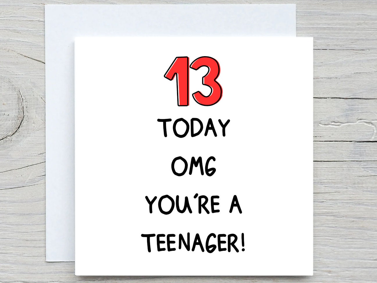 Birthday Card, Funny Card, 13th Birthday Card, Teenager Card, Birthday ...