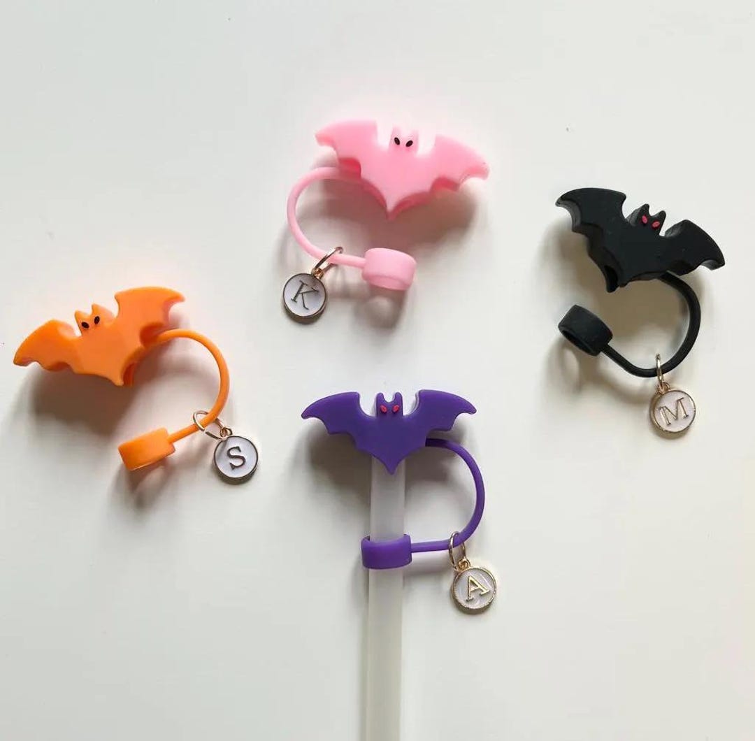 Custom Bat Straw Topper: Halloween Drink Cover With Alloy Charm - Etsy