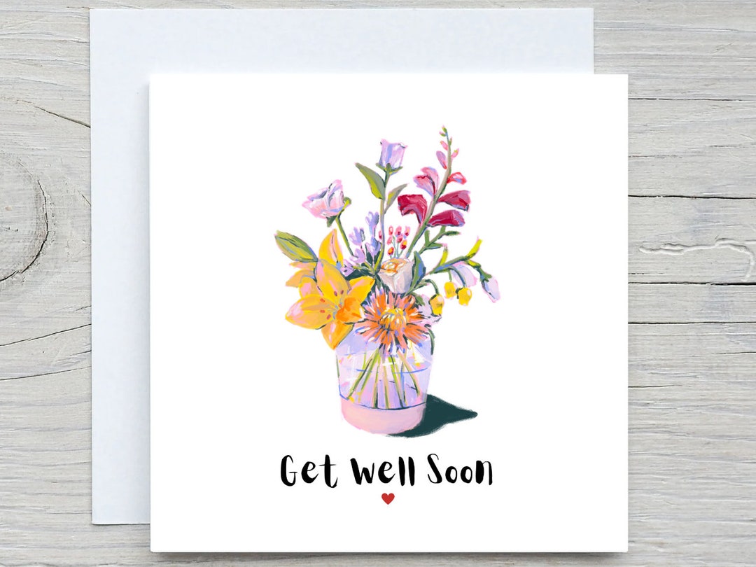 Get Well Soon Card, Get Well Card, Flower Card, Sending Love Card ...