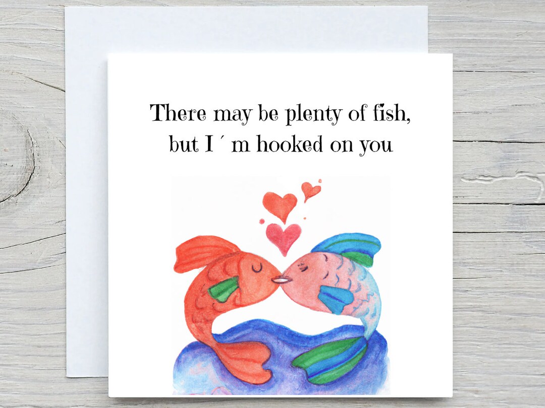 Happy Anniversary Card, Hooked on You Fish Happy Valentine's Day Card ...