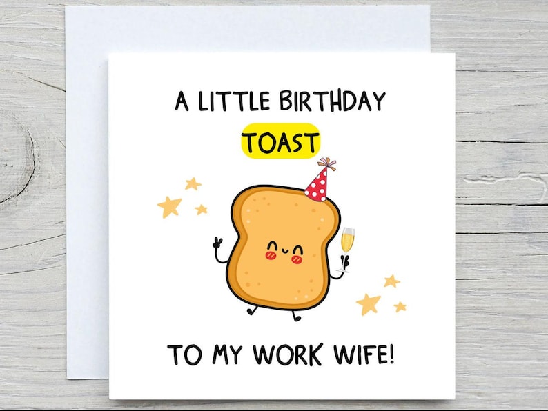 Funny Birthday Card for Work Wife: Toast Card - Etsy