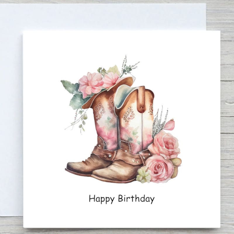 Cowgirl Happy Birthday Card - Etsy