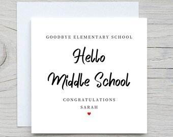 Middle School Graduation Card, for Girl, for Boy, Personalized Middle ...