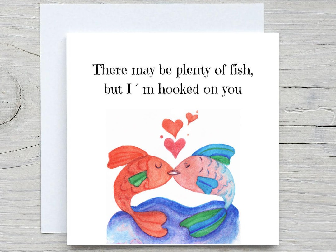 Hooked on You Anniversary Card: Fish Valentine's Day Card - Etsy
