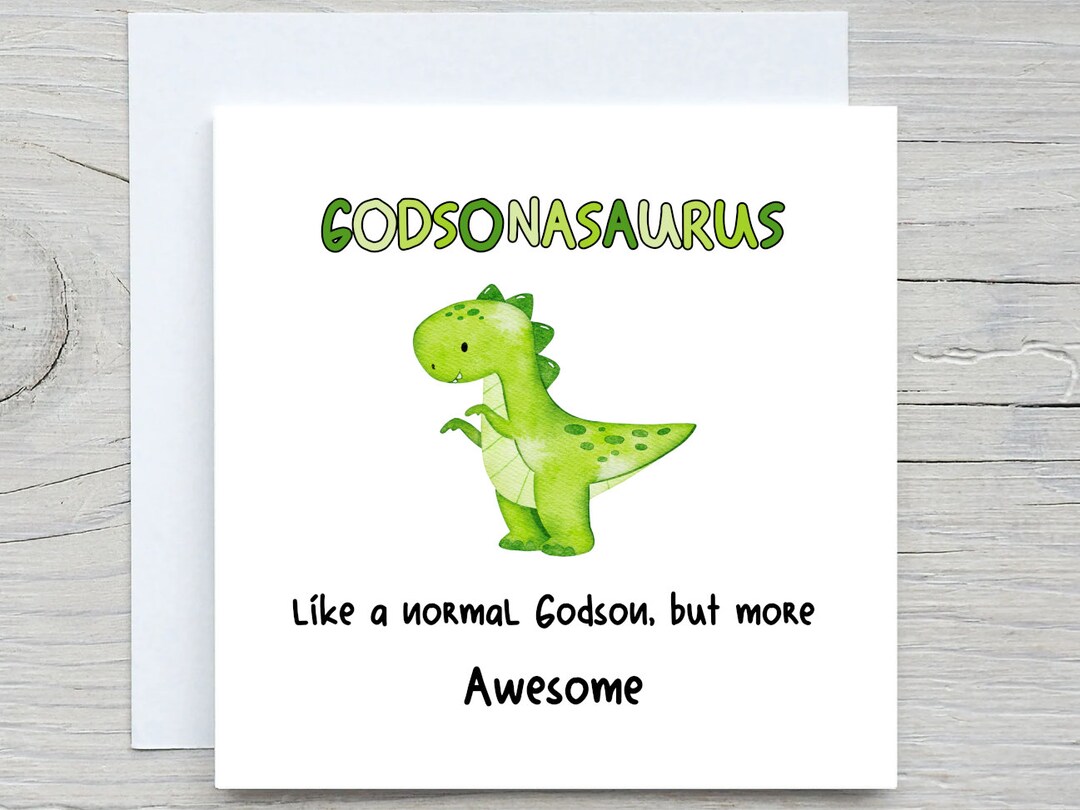 GODSONASAURUS Card, Godson Birthday Card, Awesome Godson Greeting Card ...