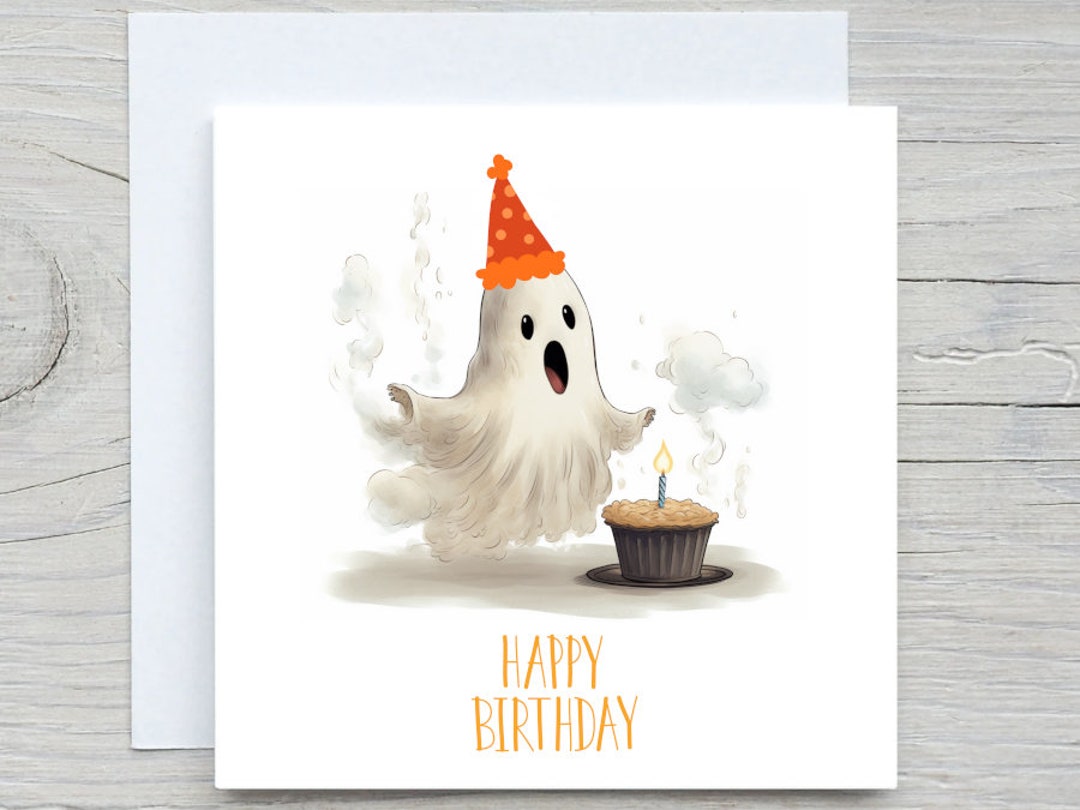 Personalized Ghost Birthday Card, Halloween Birthday - Etsy