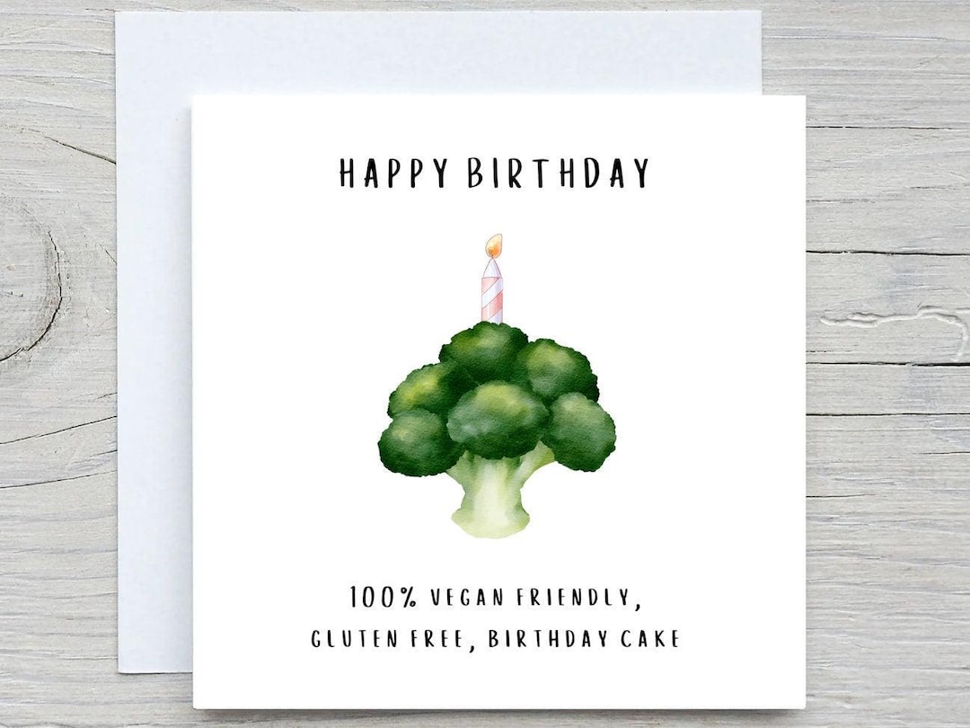 Funny Vegan Birthday Card: Broccoli Cake - Etsy