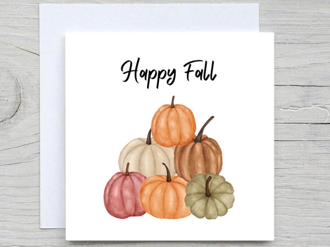 Happy Fall Card, Cute Pumpkins Card , Personalised Cards, Autumn Card ...