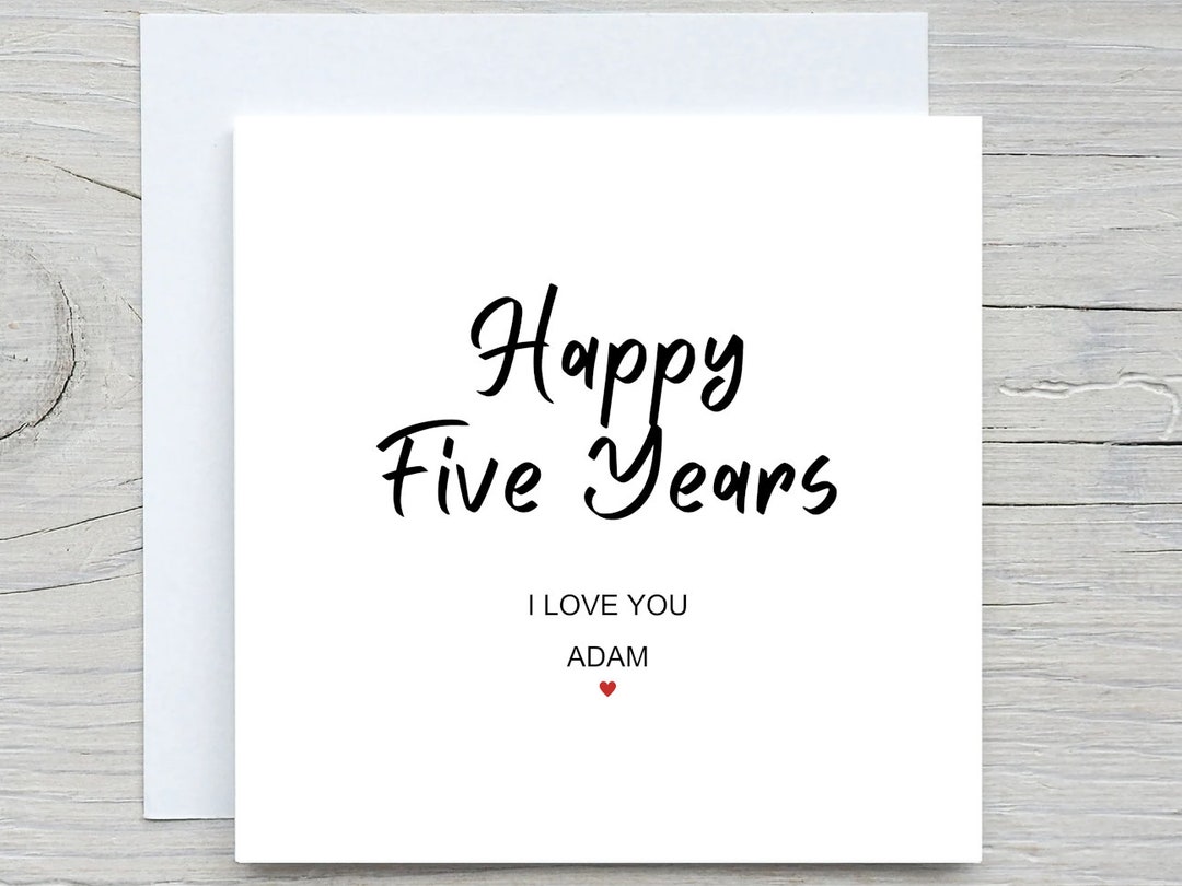 5th Anniversary Card, Happy 5 Years ,fifth Anniversary Card, 5th ...
