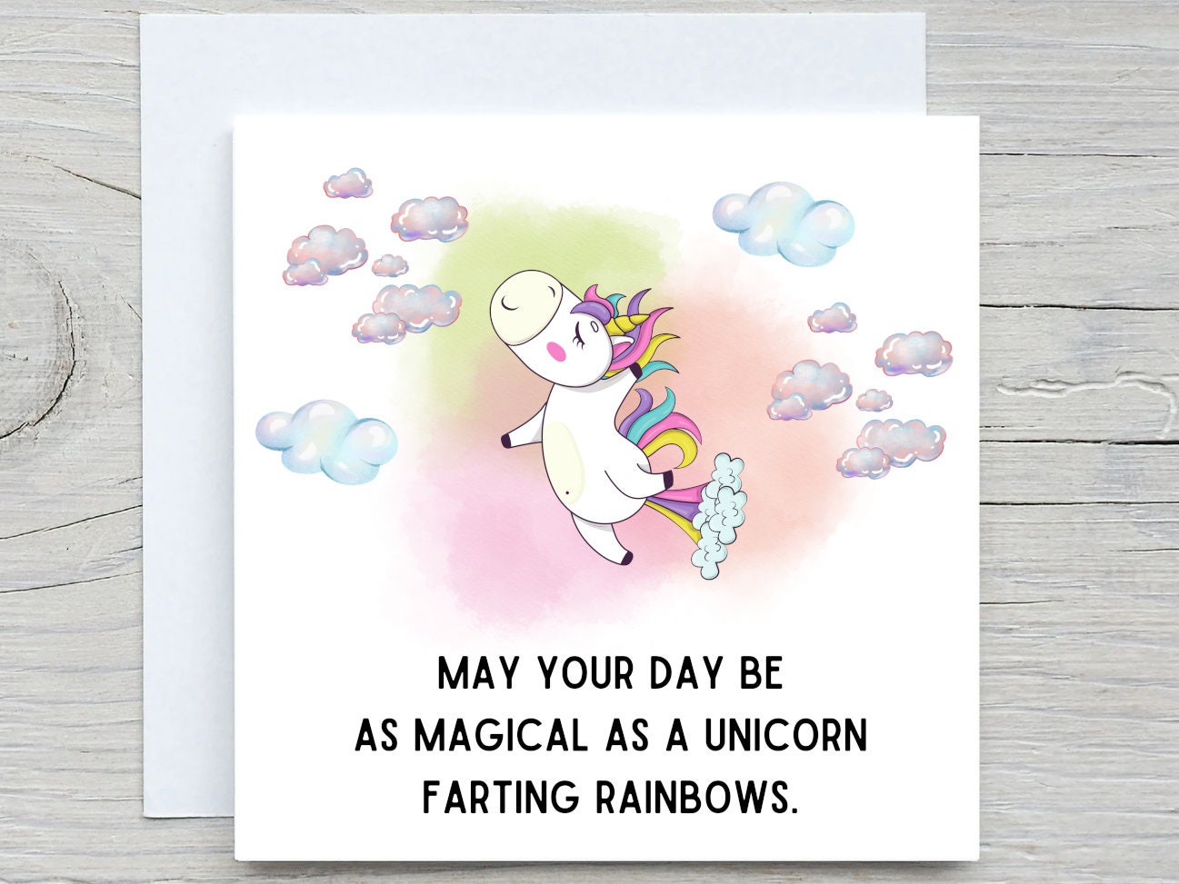 Unicorn Farting Rainbows Card