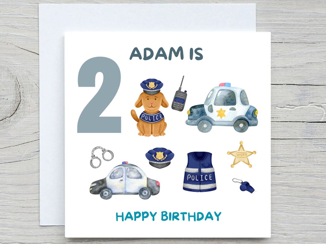 Personalised Name Birthday , Baby Boy Police Birthday Card, Birthday ...