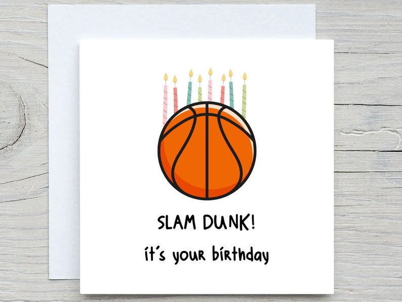 Basketball Birthday Card: Slam Dunk Design, Candles - Etsy