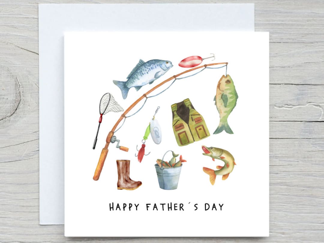 Fishing Father's Day Card, Fish Card for Dad, Personalised Dad Father's ...