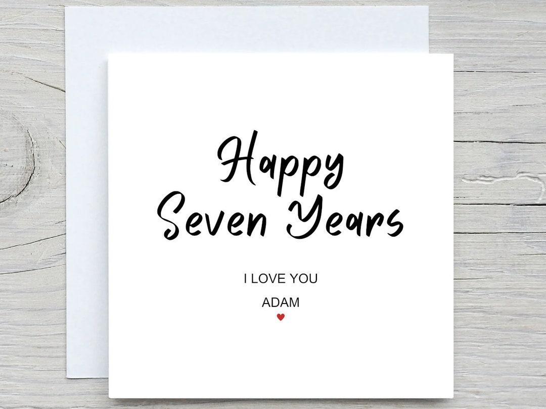 7th Anniversary Card, Happy 7 Years ,seventh Anniversary Card, 7th ...
