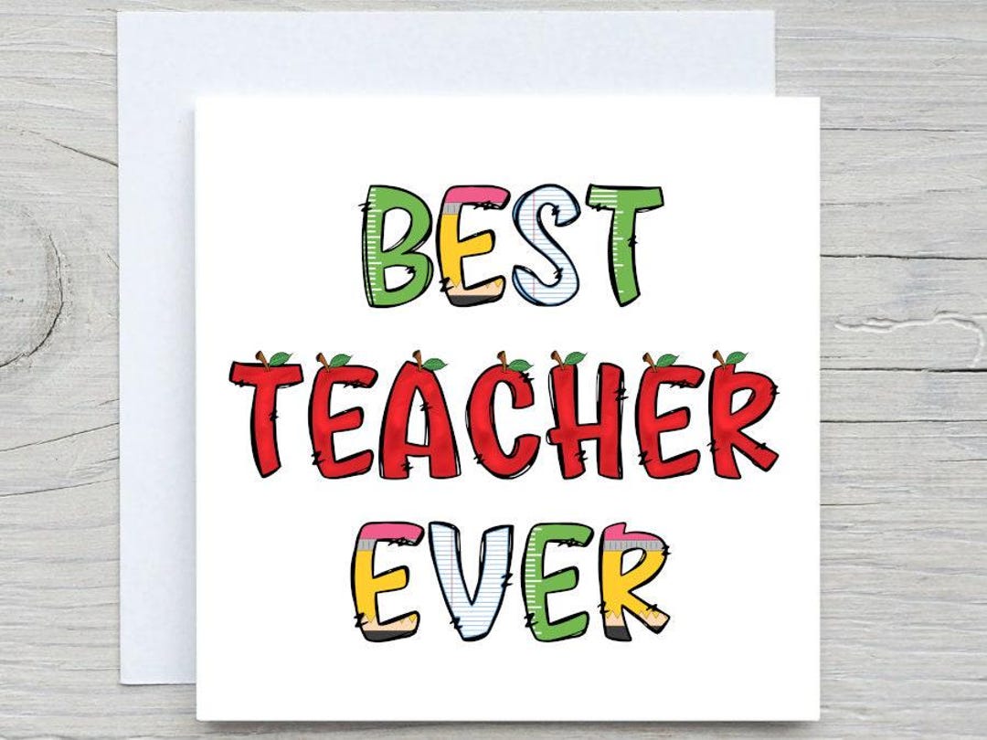 Personalized Teacher Card, Apple Design - Etsy