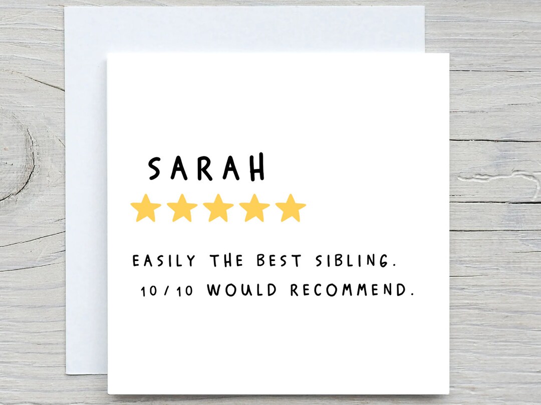 Personalised Cards Appreciation Card Best Sibling Card 5 - Etsy