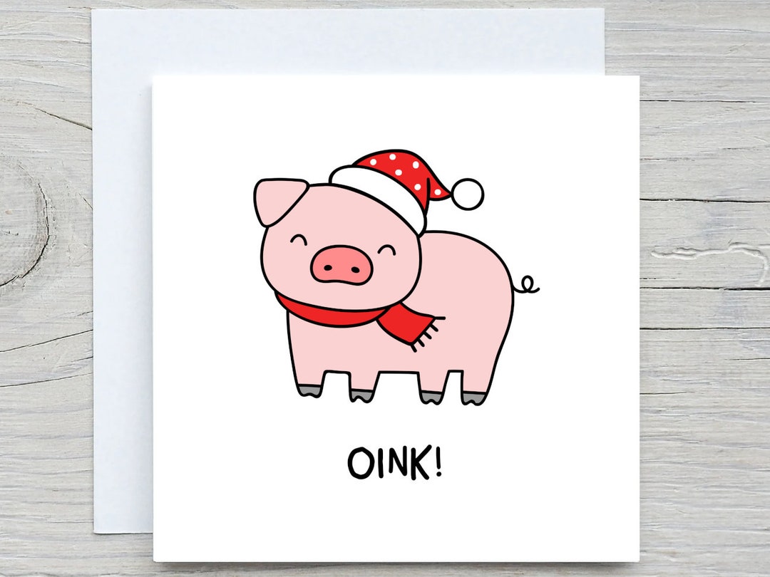 Personalised Christmas Card, Funny Pig Card, Holidays Card ...