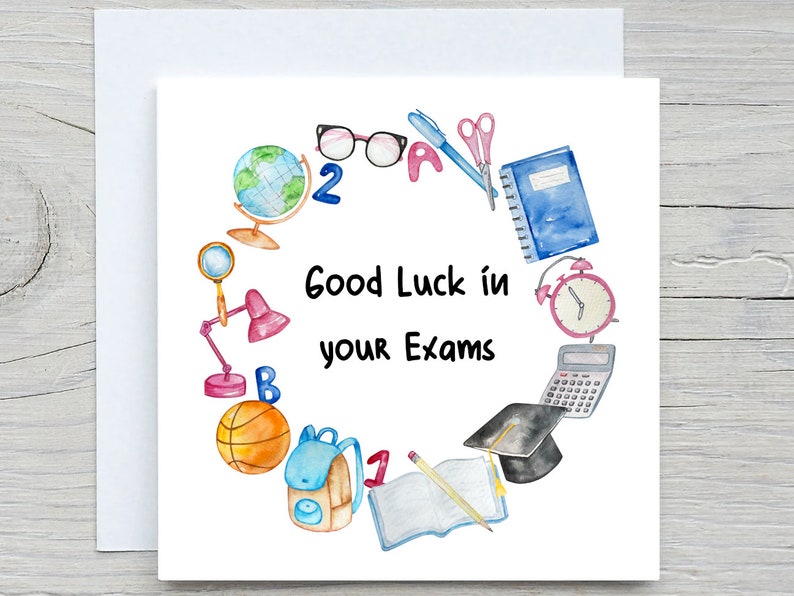 Good Luck in Your Exams Card, School Card, Tests Card, Exams Card, Good ...