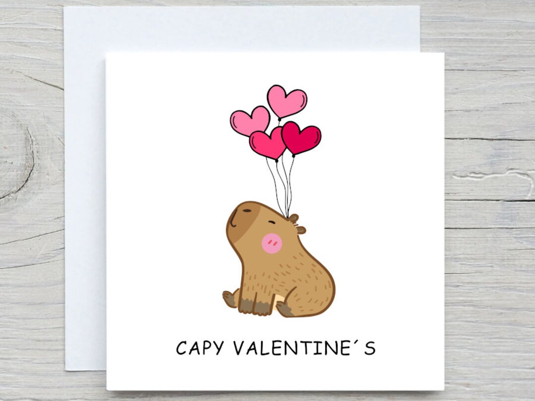 Valentines Day Card, Cute Capybara Valentine's Card, Romantic Card ...