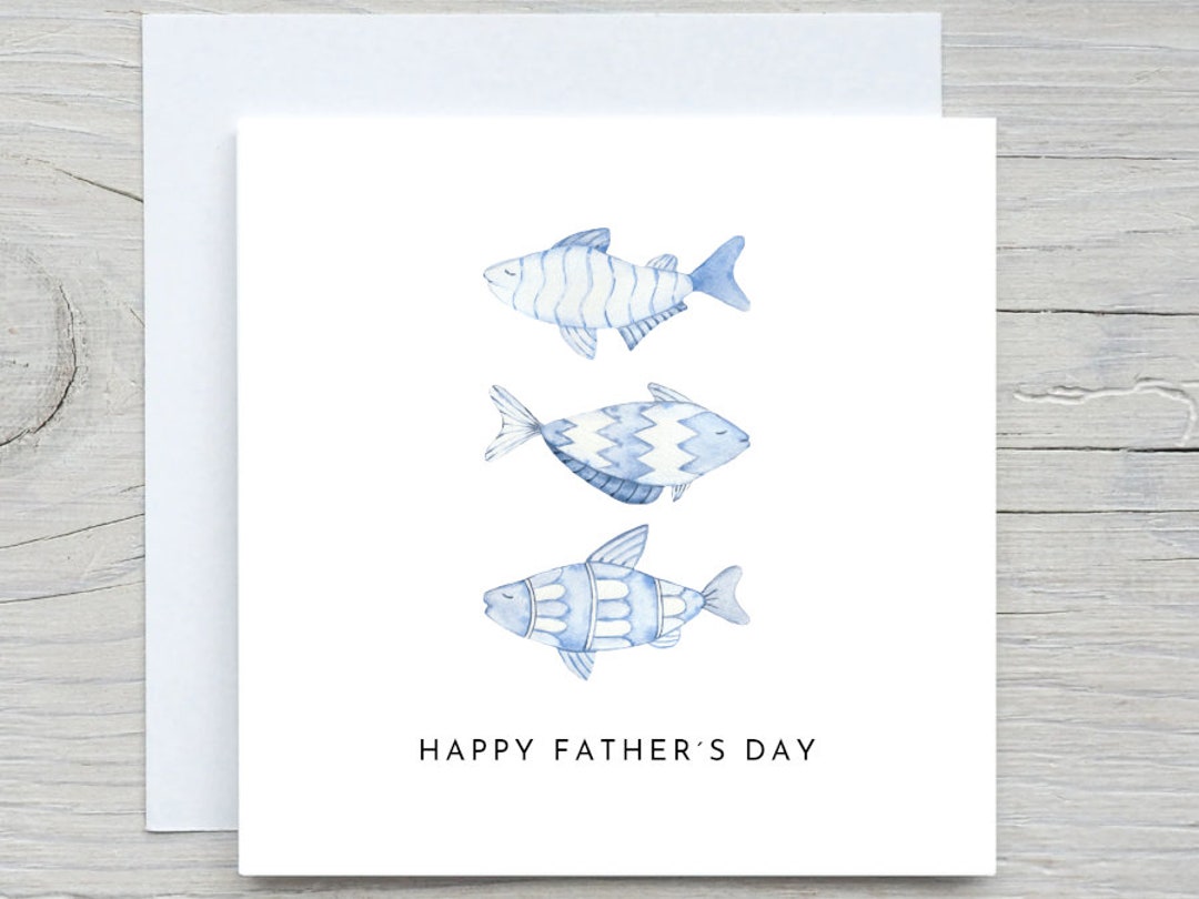 Fishing Father's Day Card, Fish Card for Dad, Personalised Dad Father's ...