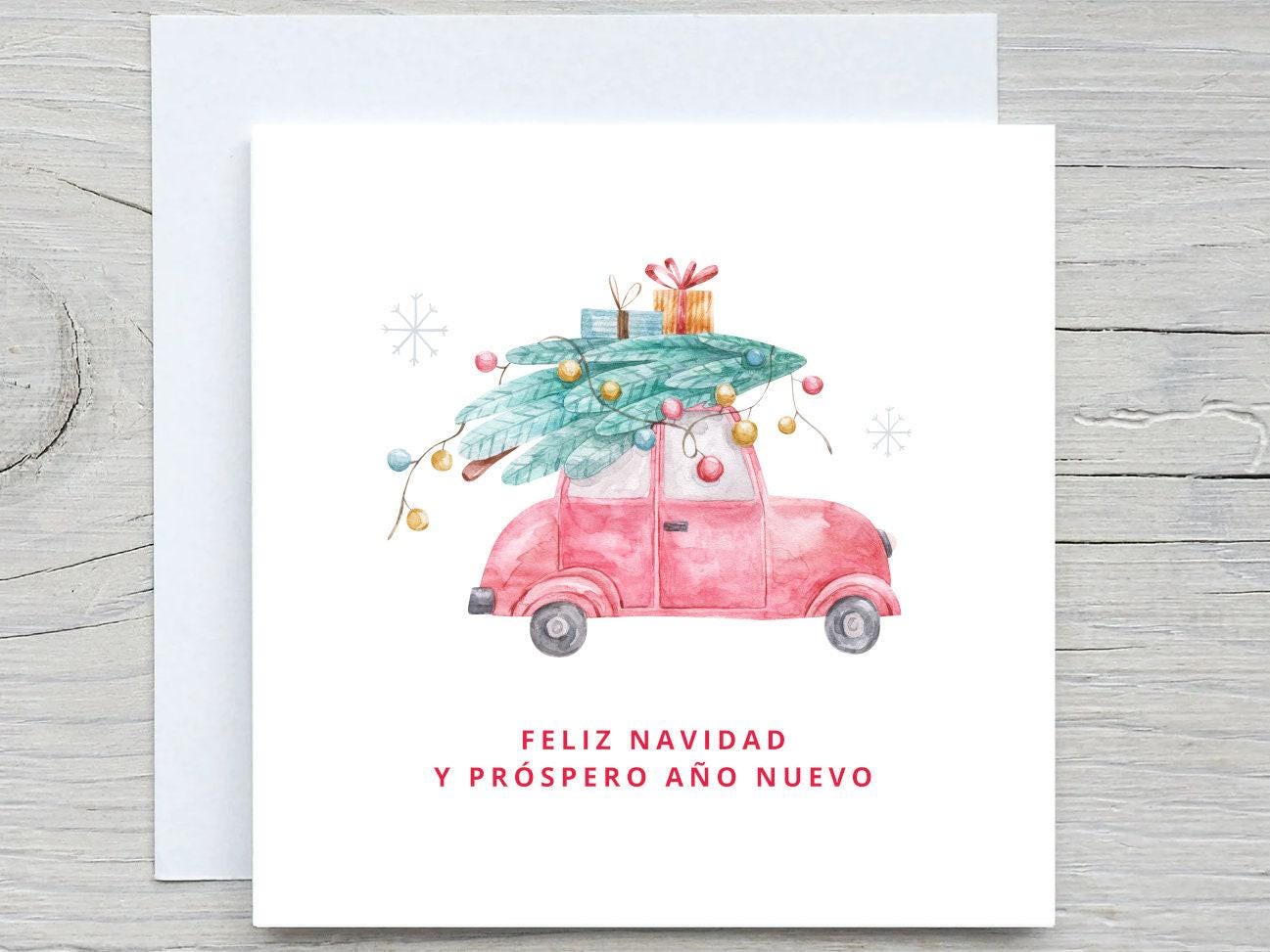 Personalized Spanish Christmas Card: Feliz Navidad Wreath - Etsy UK