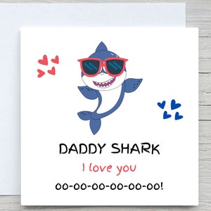 Fathers Day Card, to Daddy Card, Funny Daddy Shark Card, Funny Fathers ...
