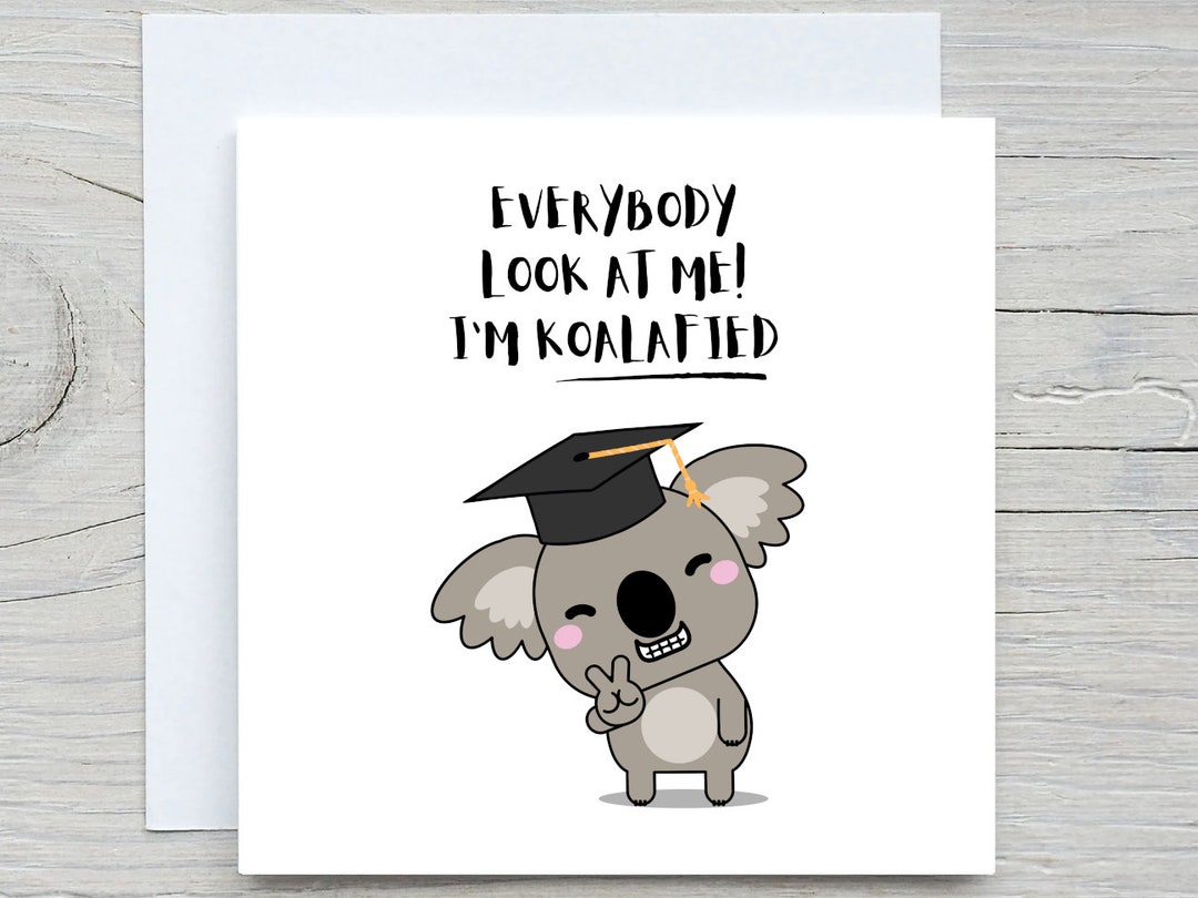 Graduation Card, Personalised Card, Koalafied Card, Graduation - Etsy