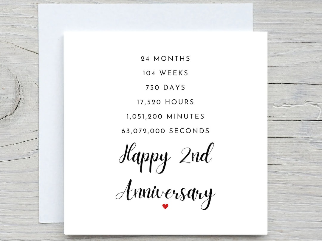 2nd Anniversary Card, Personalised Anniversary Card, Second Anniversary Card, Cotton Anniversary ...