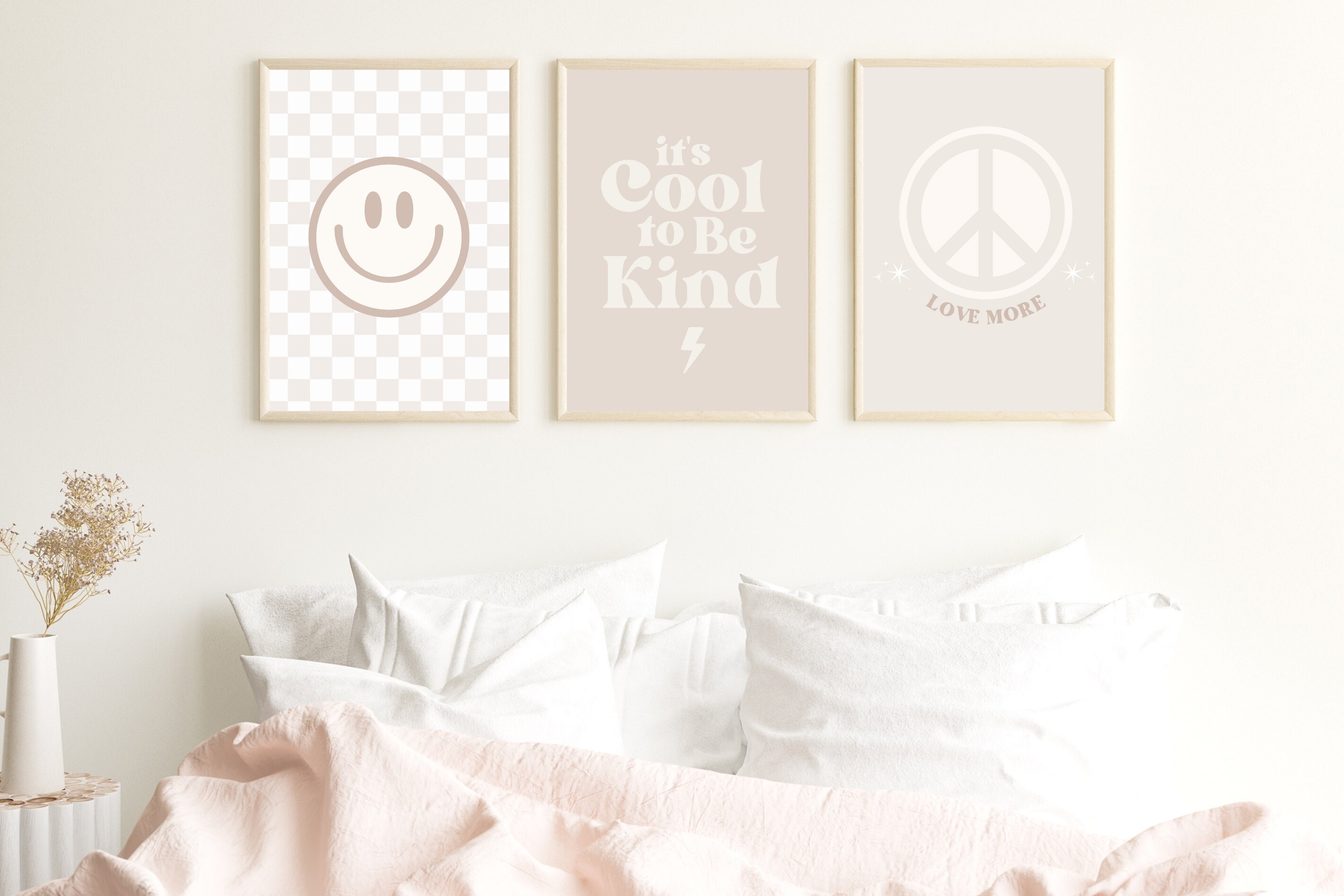 SMILEY FACE CHECKERED Peace Sign Be Kind Downloadable Print, Kids Wall ...