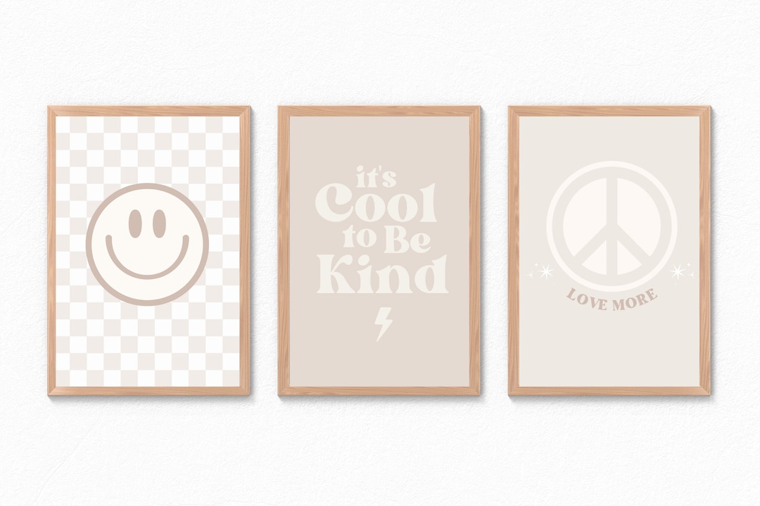 SMILEY FACE CHECKERED Peace Sign Be Kind Downloadable Print, Kids Wall ...