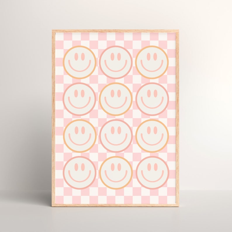 SMILEY FACE CHECKERED Downloadable Print Retro Kids Wall Art - Etsy